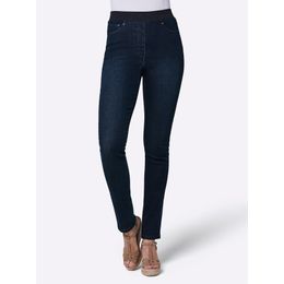 Schlupfjeans CREATION L PREMIUM, Damen, Gr. 36, Normalgr&ouml;&szlig;en, blau (dunkelblau), 56% Baumwolle, 19% Polyester, 14% Lyocell, 10% Viskose, 1% Elasthan, unifarben, lang, Jeans Schlupfjeans