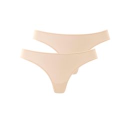 String Lascana, Damen, Gr. 32/34, beige, Microfaser, Obermaterial: 77% Polyamid, 23% Elasthan, unifarben, k&ouml;rpernah, Unterhosen String, aus weicher und hoch elastischer Microfaser