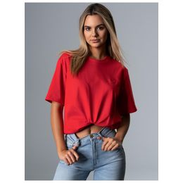 T-Shirt TRIGEMA "TRIGEMA Heavy Oversized T-Shirt", Damen, Gr. L, rot (vulcano), 100% Baumwolle, Shirts T-Shirt