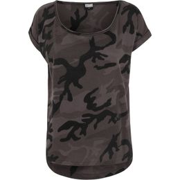 Urban Classics Damen T-Shirt "Urban Classics Damen Ladies Camo Back Shaped Tee"schwarzcamouflage, Gr. XXL, gemustert, 60% Baumwolle, 40% Polyester,