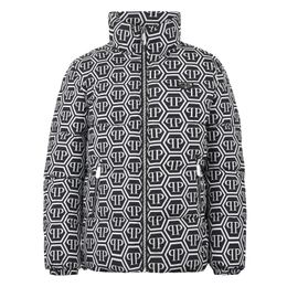 Blouson Philipp Plein "Nylon Puffer Jacket Monogram", Jungen, Gr. 4XL, 02, schwarz, Obermaterial: 100% Polyester; Futter: 100% Polyester; Füllung: 100% Polyester, Jacken Blouson