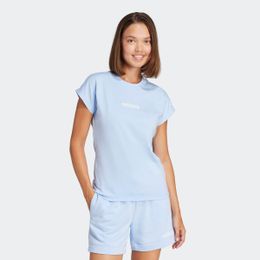 T-Shirt ADIDAS SPORTSWEAR "W LIN SJ T", Damen, Gr. XS, blau (glow blau, weiß), Obermaterial: 100% Baumwolle, normal, Rundhals, Shirts T-Shirt, Basic T-Shirt aus weichem Material