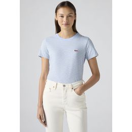 Levi's T-Shirt LEVI'S "PERFECT TEE", Damen, Gr. M (38), lse_tee chambray blau, Single Jersey, Obermaterial: 100% Baumwolle, unifarben, figurbetont normal, Rundhals, Shirts T-Shirt, mit kleiner Logo-Stickerei