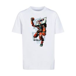 T-Shirt MisterTee "MisterTee Ballin Robot Tee", Mädchen, Gr. 110/116, weiß, 100% Baumwolle, bedruckt, relaxed fit, Rundhals, Shirts T-Shirt