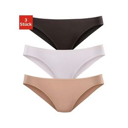 Bikinislip Lascana "aus hochwertiger Modal-Qualit&auml;t", Damen, Gr. 32/34, bunt (schwarz, wei&szlig;, beige), Obermaterial: 94% Modal (TENCEL&trade;), 6% Elasthan, unifarben, k&ouml;rpernah, Unterhosen
