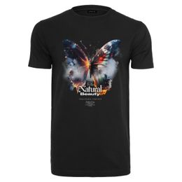 T-Shirt MisterTee "MisterTee Natural Beauty Butterfly Tee", Damen, Gr. S, schwarz, 100% Baumwolle, bedruckt, normal, Rundhals, Shirts T-Shirt