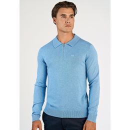 Langarm-Poloshirt LINDBERGH "LINDBERGH Troyer", Herren, Gr. L, sky blau mel, Obermaterial: 80% Viskose, 20% Nylon, schmal, Shirts