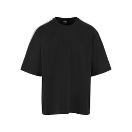 T-Shirt Urban Classics "Urban Classics Tennis Core Tee", Damen, Gr. 4XL, schwarz, 70% Baumwolle, 30% Polyester (Sorona), mehrfarbig, oversize, Rundhals, Shirts T-Shirt