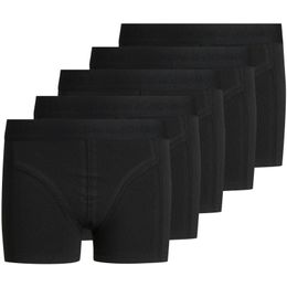 Jack & Jones Trunk JACK & JONES JUNIOR "JACSIMPLE TRUNKS 5 PACK JNR", Jungen, Gr. 152, 5 Stk., schwarz, Jersey, Obermaterial: 95% Baumwolle, 5% Elasthan, unifarben, eng, Unterhosen