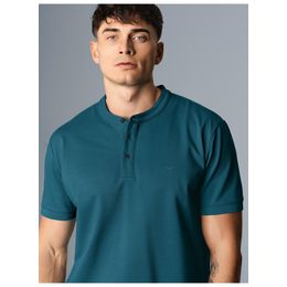 Poloshirt TRIGEMA "TRIGEMA Poloshirt mit Stehkragen", Herren, Gr. M, blau (petrol), 100% Baumwolle, Basic, Shirts
