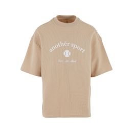 T-Shirt ANOTHER COTTON LAB "Another Cotton Lab Another Sport Waffle Oversize T-Shirt", Damen, Gr. S, beige, 100% Baumwolle, bedruckt, oversize, Rundhals, Shirts T-Shirt