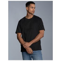 T-Shirt TRIGEMA "TRIGEMA Heavy Oversized T-Shirt mit 3D-Motiv", Damen, Gr. L, schwarz, 100% Baumwolle, Shirts T-Shirt