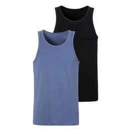 Tanktop John Devin, Herren, Gr. XXL (60/62), blau (blau meliert, schwarz), Jersey, Obermaterial: 60% Baumwolle, 40% Polyester, meliert, unifarben, Basic, regular fit, Rundhals, Tops Tanktop, in sch&ouml;ner Melange-Optik