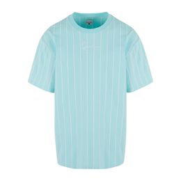 T-Shirt Karl Kani "Karl Kani Karl Kani Small Signature Essential Pinstripe Tee", Damen, Gr. S, lightblau, 100% Baumwolle, gestreift, normal, Rundhals, Shirts T-Shirt