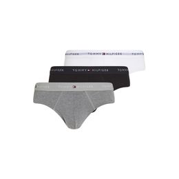 Slip "3P BRIEF DTM", Herren, Gr. L (52), 3 Stk., mid hthr, blck, th wht, Jersey, Obermaterial: 95% Baumwolle, 5% Elasthan, Tommy Hilfiger Underwear, unifarben, k&ouml;rpernah, Unterhosen Slip, mit Logo-Elastikbund