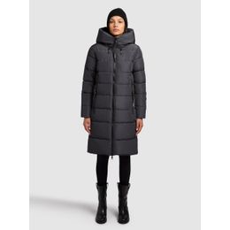 Steppmantel Khujo "JILIAS5", Damen, Gr. M, grau (steel grau), 100% Polyester, unifarben, regular fit, eingesetzt elastischer Bund, M&auml;ntel Steppmantel