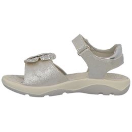 Sandale Lurchi "Farfalla", M&auml;dchen, Gr. 27, silber (silberfarben), Lederimitat, Glitzer, gl&auml;nzend, festlich, Schuhe Sandale, Klettschuh, mit Strasssteinen, Gr&ouml;&szlig;enschablone zum Download