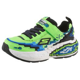 Sneaker Skechers "MEGA-CRAFT 4K", M&auml;dchen, Gr. 30, schwarz (limette, schwarz), Lederimitat, Textil, kontrastfarbene Details, Schuhe Sneaker, Klettschuh im coolen Pixel-Look, Gr&ouml;&szlig;enschablone zum Download