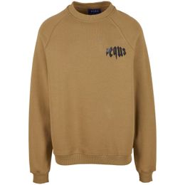 Rundhalspullover PEQUS "PEQUS PEQUS Mythic Chest Logo Sweater", Herren, Gr. L, olive grün, 100% Baumwolle, mehrfarbig, normal, Rundhals, Pullover Rundhalspullover