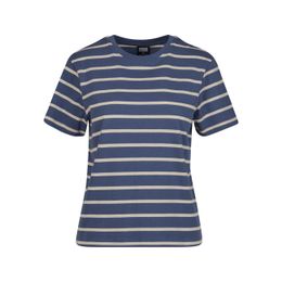 T-Shirt Urban Classics "Urban Classics Damen Ladies Striped Boxy Tee", Damen, Gr. 4XL, sandweiß, vintageblau, 100% Baumwolle, gestreift, relaxed fit, Rundhals, Shirts T-Shirt