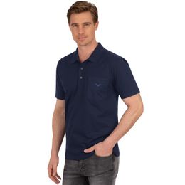 Poloshirt TRIGEMA "TRIGEMA Poloshirt aus Single-Jersey", Herren, Gr. XL, blau (navy), 100% Baumwolle, Basic, Shirts