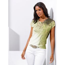 Kurzarmshirt Lady "Shirt", Damen, Gr. 40, schilf, schwarz, bedruckt, 95% Polyester, 5% Elasthan, bedruckt, gemustert, mehrfarbig, Rundhals, Shirts