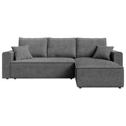 CARRYHOME Ecksofa, Dunkelgrau, Textil, 3-Sitzer, F&uuml;llung: Schaumstoffflocken,Schaumstoffflocken, Ottomane rechts, seitenverkehrt montierbar, L-Form, 241x138 cm, Liegefunktion, Schlafen auf Sitzh&ouml;he, R&uuml;cken echt, haustierfreundlicher Bezug, Wohnzimmer, Sofas & Couches, Wohnlandschaften, Ecksofas