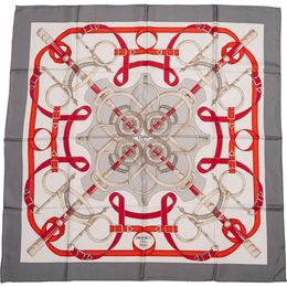 Herm&egrave;s Herm&egrave;s T&uuml;cher & Schals - Hermes Classic "Eperon d�Or" Silk Carre 90 Scarf T - Gr. unisize - in Grau - f&uuml;r Damen