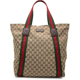 Gucci Shopper - GG Canvas Web Tote - Gr. unisize - in Braun - f&uuml;r Damen