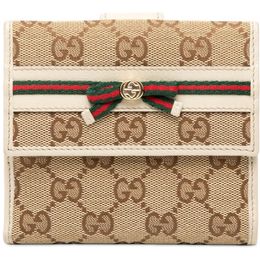 Gucci Portemonnaie - GG Canvas Princy Compact Wallet - Gr. unisize - in Braun - f&uuml;r Damen