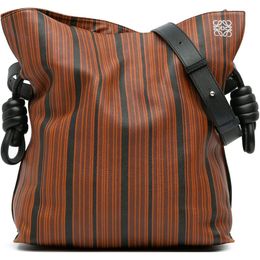 Loewe Shopper - Medium Striped Leather Flamenco Knot Tote - Gr. unisize - in Braun - f&uuml;r Damen
