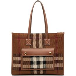 Burberry Shopper - Small Mega Check Canvas Freya Tote - Gr. unisize - in Braun - f&uuml;r Damen