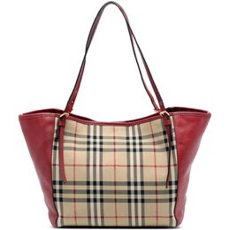 Burberry Shopper - Small Haymarket Check Canvas and Leather Canterbur - Gr. unisize - in Braun - f&uuml;r Damen