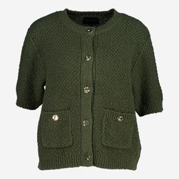 Dunkelgrüne Strickjacke mit halben Ärmeln