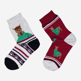 2er-Pack rote und graue Socken