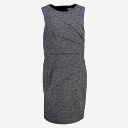 Schwarzes und wei&szlig;es Midikleid mit Raffung auf einer Seite