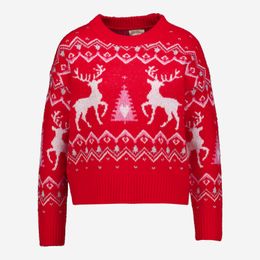 Jessica Simpson Roter Pullover mit Weihnachtsmuster