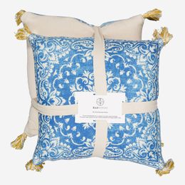2er-Pack blau-beige Kissen mit geometrischem Muster 50x50cm