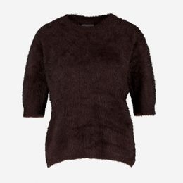 Stitch & Pieces Dunkelbrauner Pullover aus Kunstfell