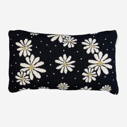 Schwarzes Kissen mit Blumenmuster 35x60cm