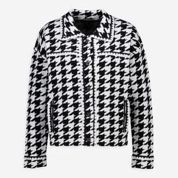 Rachel Zoe Schwarz-wei&szlig;e Strickjacke mit Pepitamuster