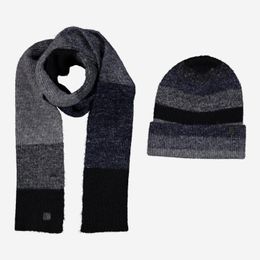 AllSaints 2-teiliges schwarz-graues Set aus Schal und M&uuml;tze