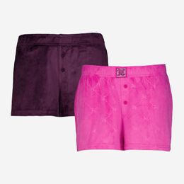 Juicy Couture 2er-Pack dunkelviolett-pinkfarbene Pyjama-Shorts