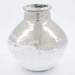 Silberfarben-wei&szlig;e Vase 26x23cm