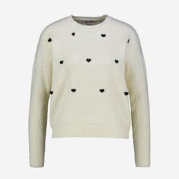 Nanette Lepore Cremefarbener Pullover mit schwarzen Herzen