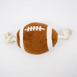 Beeztees Braunes Haustierspielzeug in Rugbyballform mit Seil 40x16cm