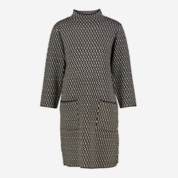 Cremefarben-schwarze Strick-Tunika mit Muster