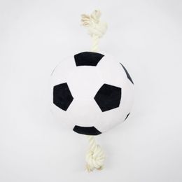 Beeztees Weißes Haustierspielzeug in Fußballform mit Seil 40cm