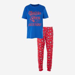 Blau-rotes Pyjamaset mit Pizza-Motiv