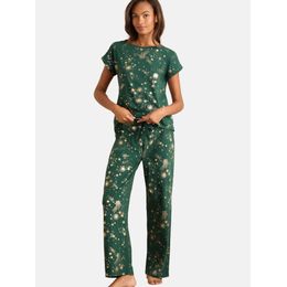 Love & Roses Pyjama Damen Gr&ouml;&szlig;e XXXL gold / gr&uuml;n Winterkleid